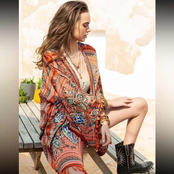Rusttydustty | Tops | Nwt Fringe Belted Kimono | Poshmark
